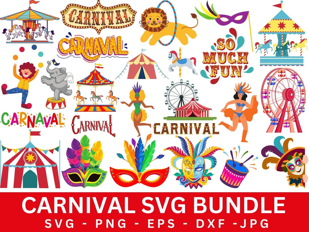 Carnival SVG Clipart Bundle, Circus Tent, Amusement Park (digital ...