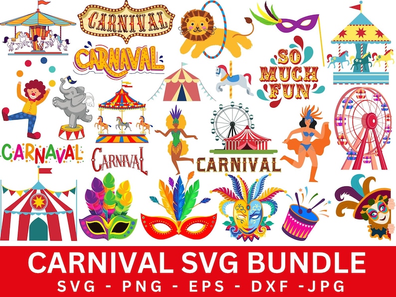 Carnival SVG Clipart Bundle, Circus Tent, Amusement Park (digital ...