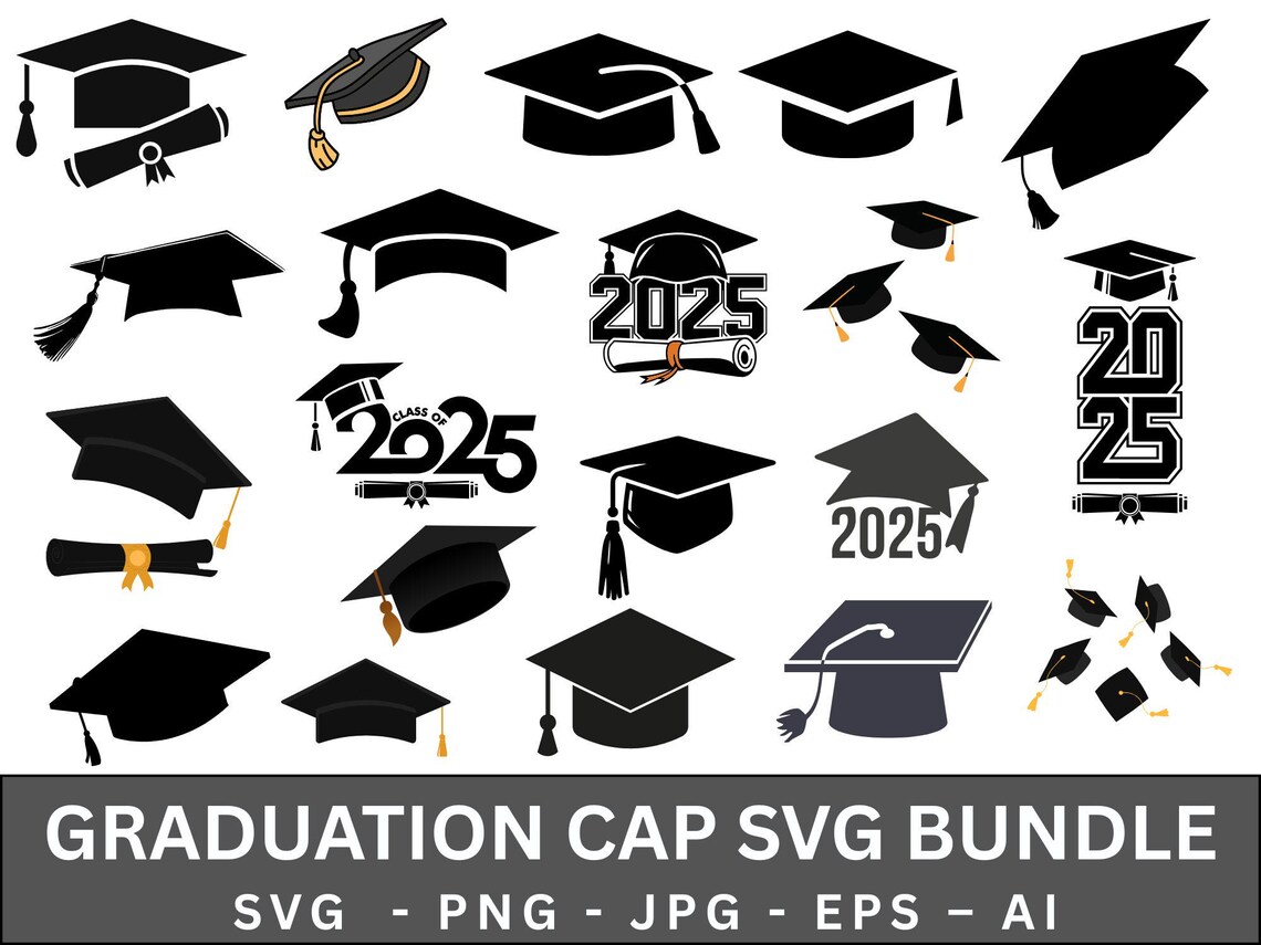Graduation Cap Svg Bundle,graduation 2025 Svg,silhouette,cameo,cricut ...