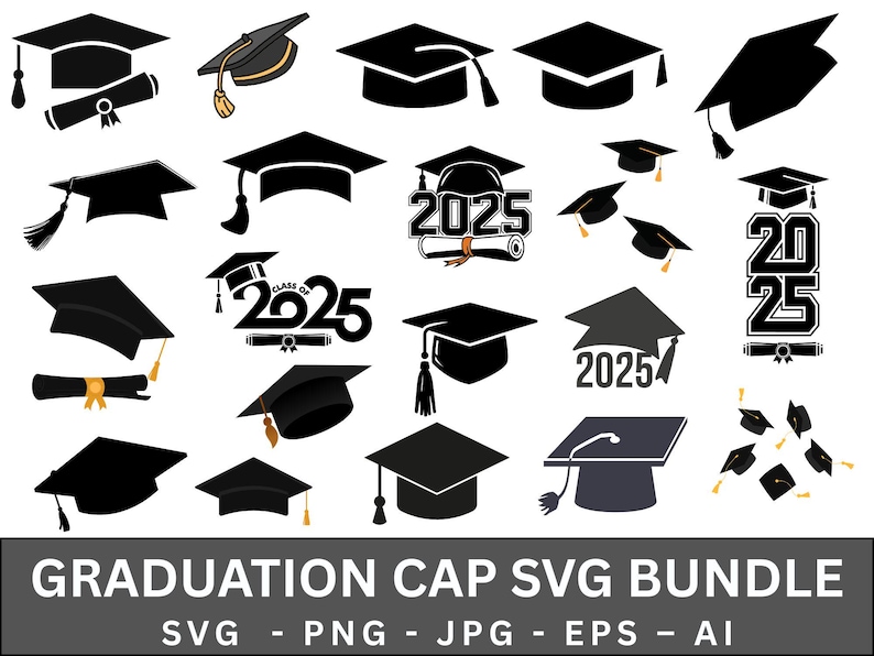 Graduation Cap Svg Bundle,graduation 2025 Svg,silhouette,cameo,cricut ...