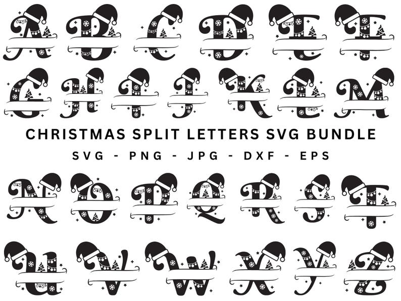 Christmas Alphabet SVG Bundle,christmas Monogram Svg Bundle,a-z Letters ...