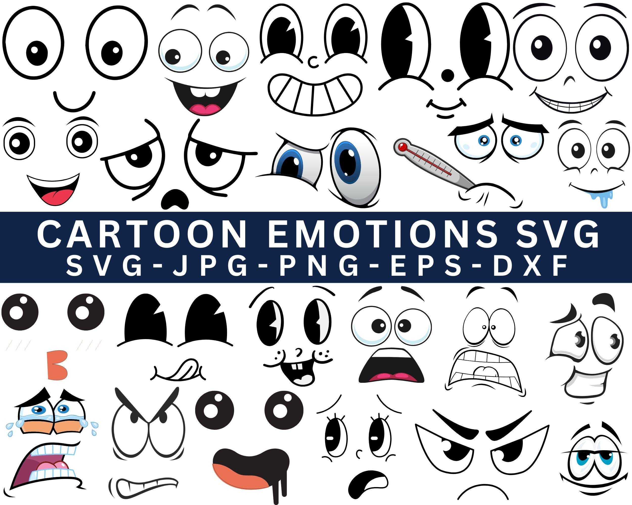 Cartoon Emotion Faces SVG Bundle,face Emotion Svg Bundle,smiley Face ...