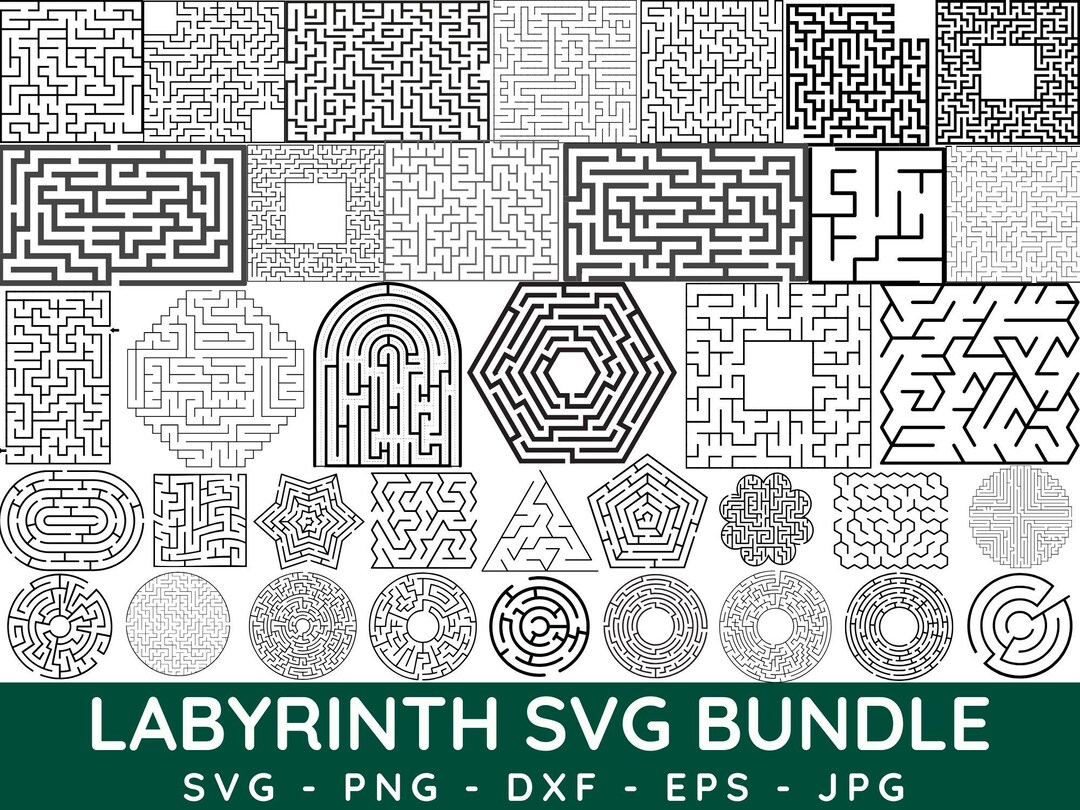 Labyrinth SVG Bundle,maze Svg Files for Cricut,labyrinth Monogram ...