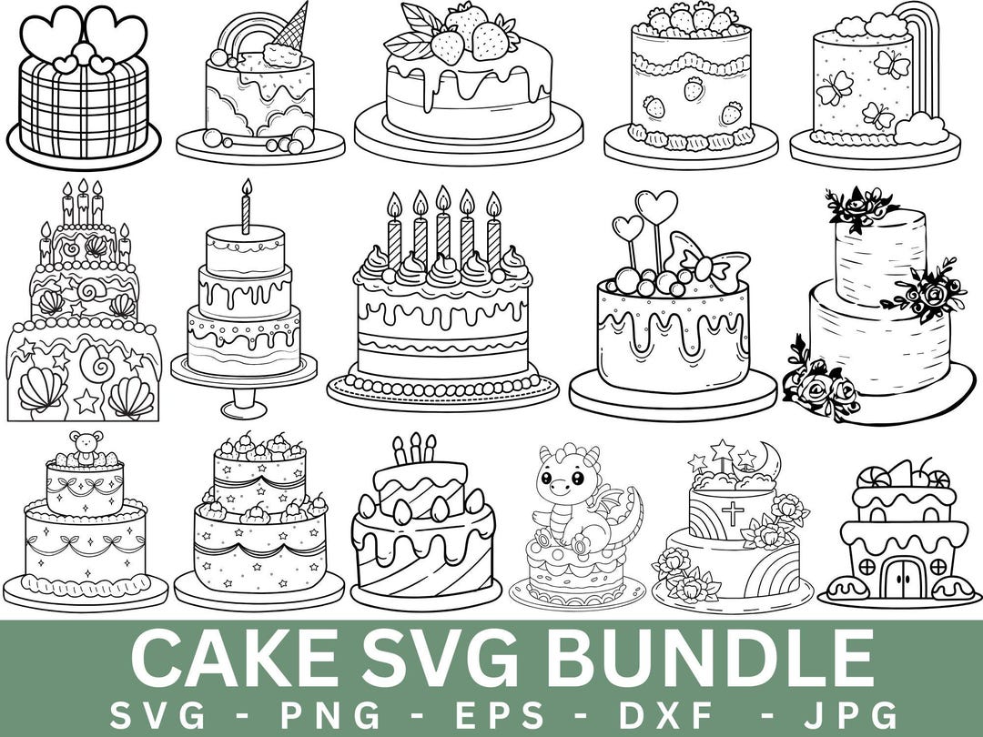 Cake SVG Bundle,cake Outline Svg,cake Clipart,cake Silhouette,bakery ...