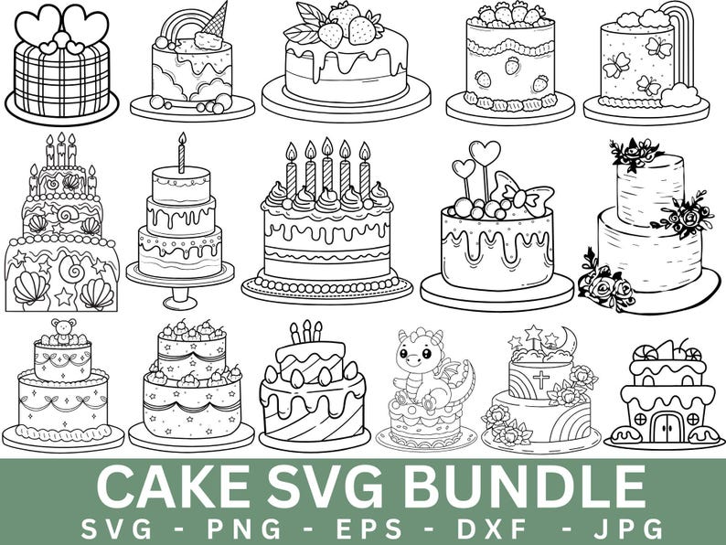 Cake SVG Bundle,cake Outline Svg,cake Clipart,cake Silhouette,bakery ...