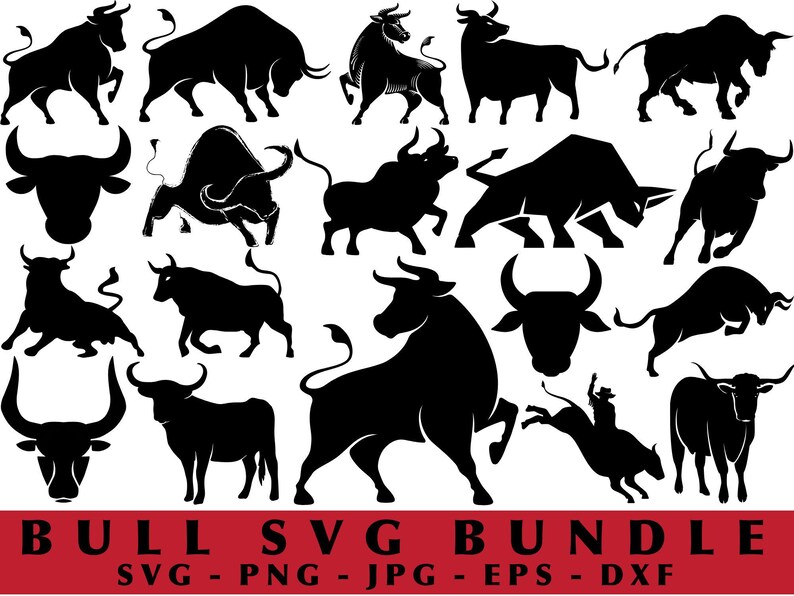 Bull SVG Bundle,bull Vector,bull Silhouette Svg,bull Clip Art,bull ...