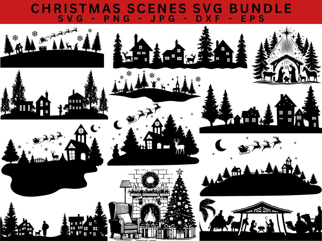 Christmas SVG Bundle,winter Scene Svg,magical Christmas Scene,santa ...