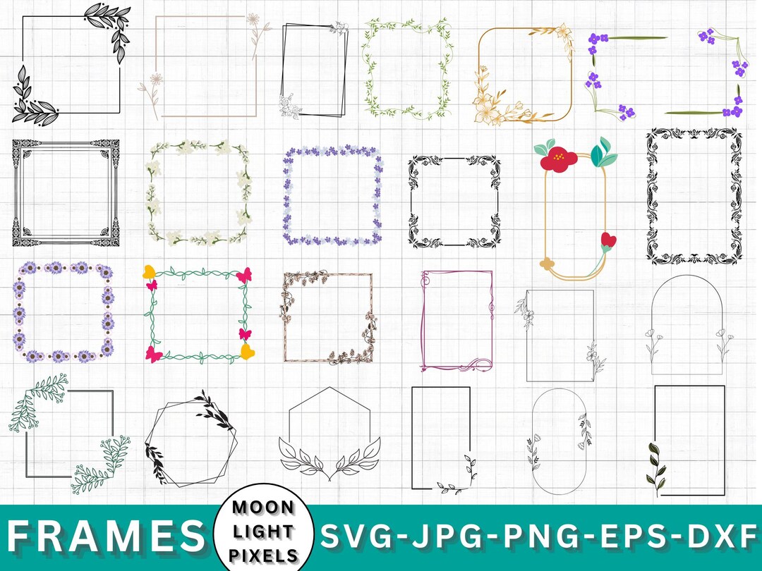 Decorative Frame Svg,flower Border,vintage Frames Svg,floral Frames Cut ...