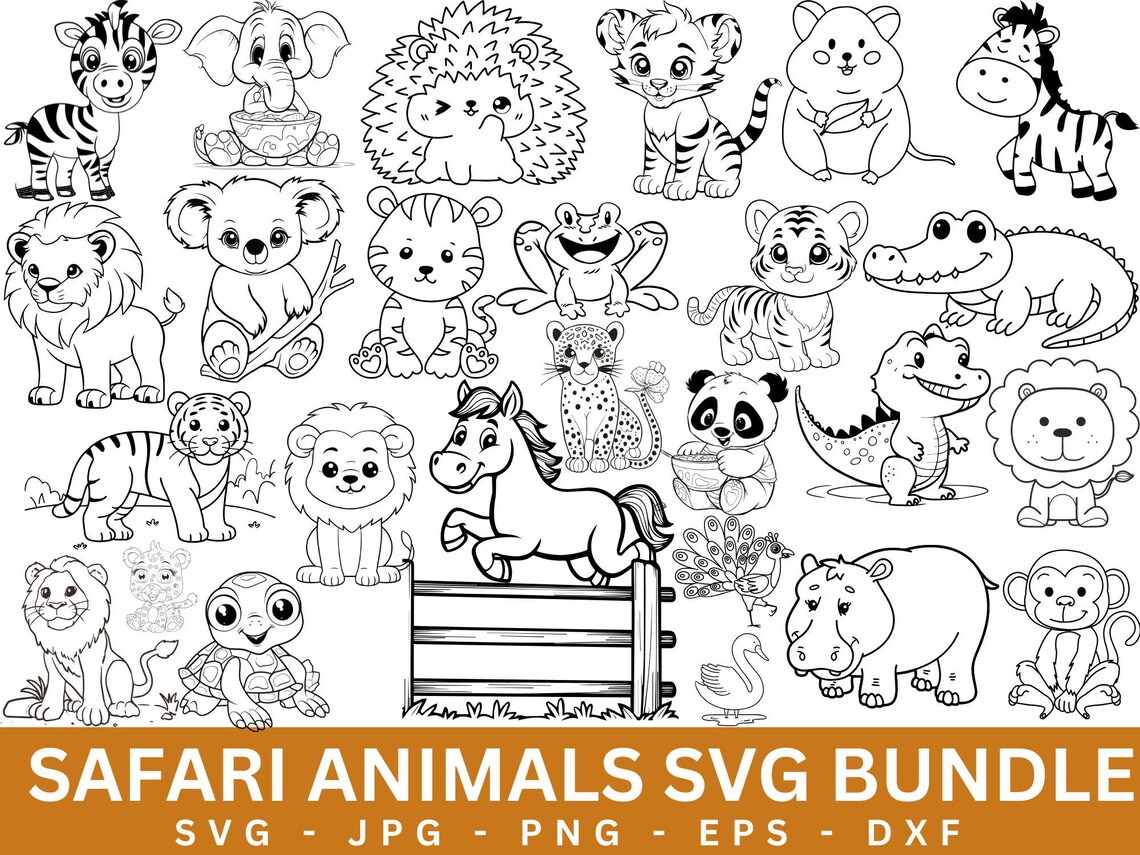 Safari Animals Outline Svg,vector Files,jungle Animal Cut File Cricut ...