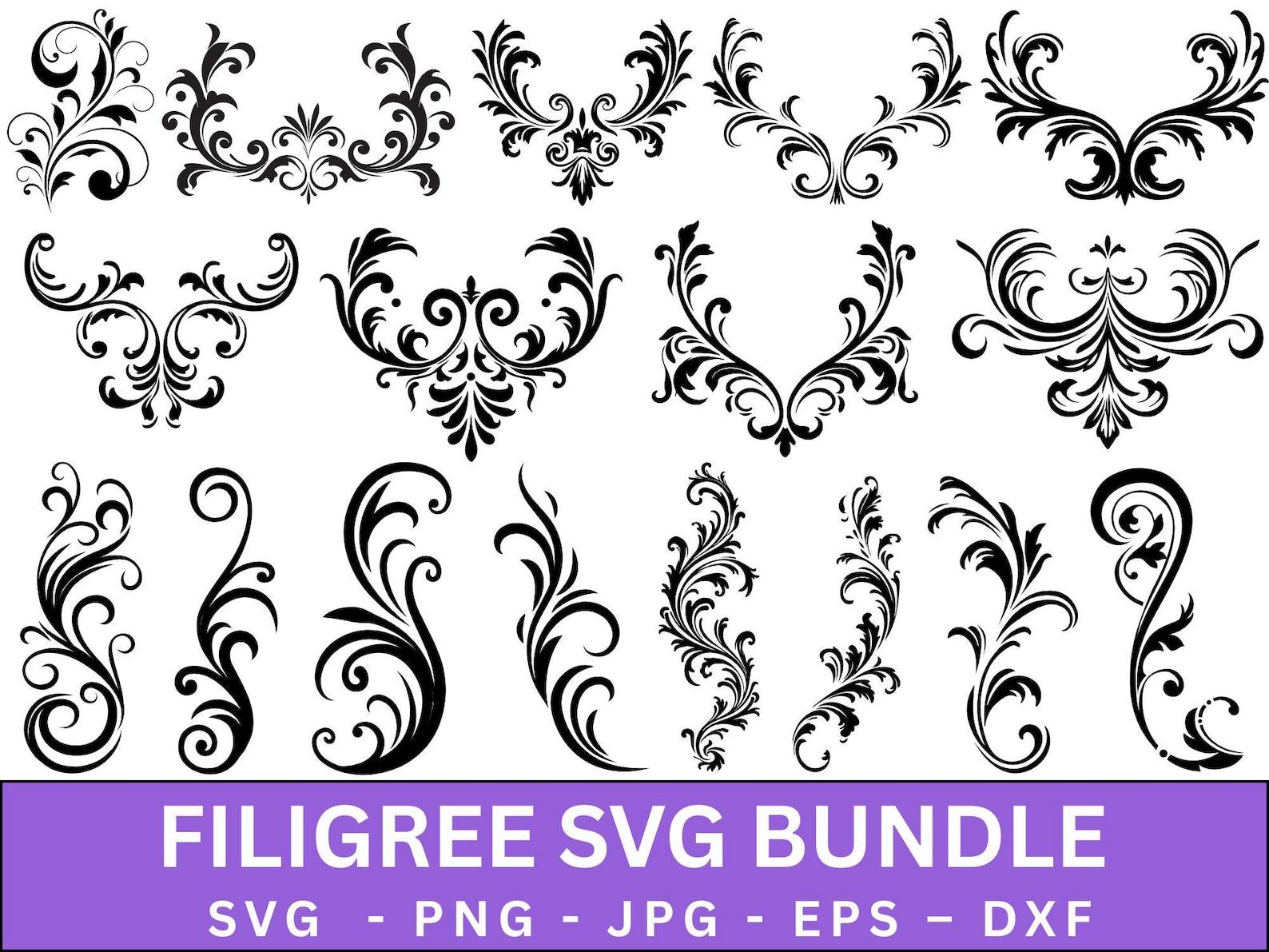 Elegant Filigree Svg,decorative Svg,cricut Filigree Scroll SVG Bundle ...