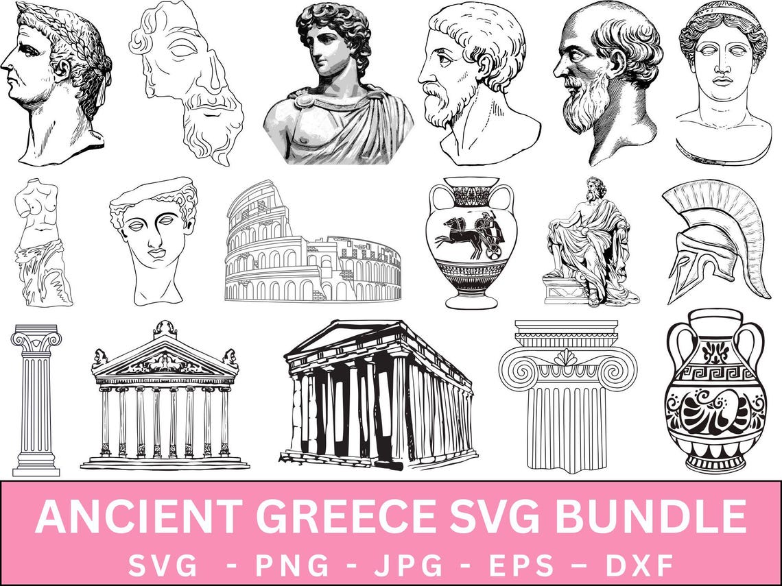 Ancient Greek Roman Symbols SVG Bundle, Gods, Statues (digital Files ...