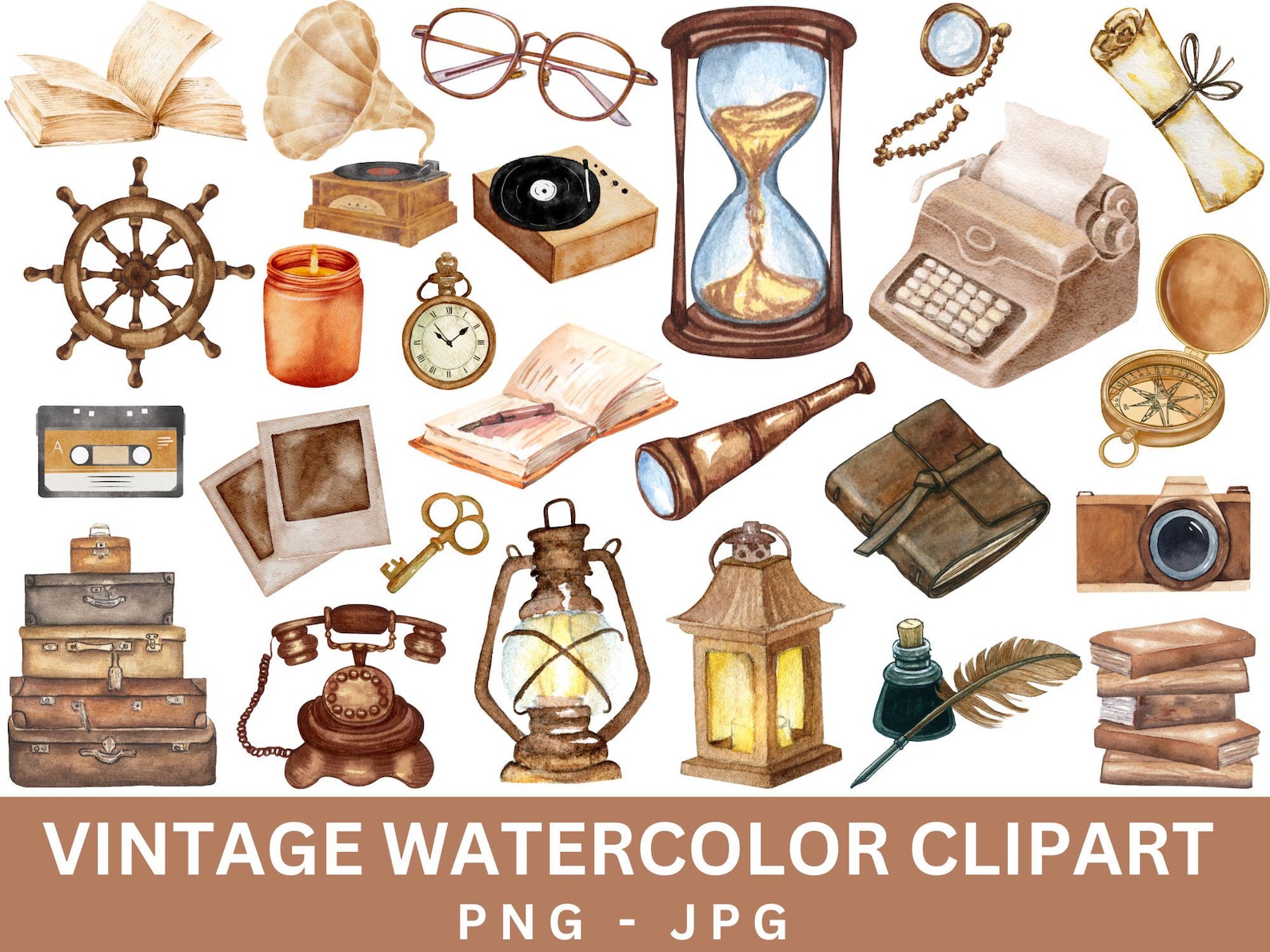 Vintage Antique Objects Clip Art, Old Things PNG (digital Download) - Etsy