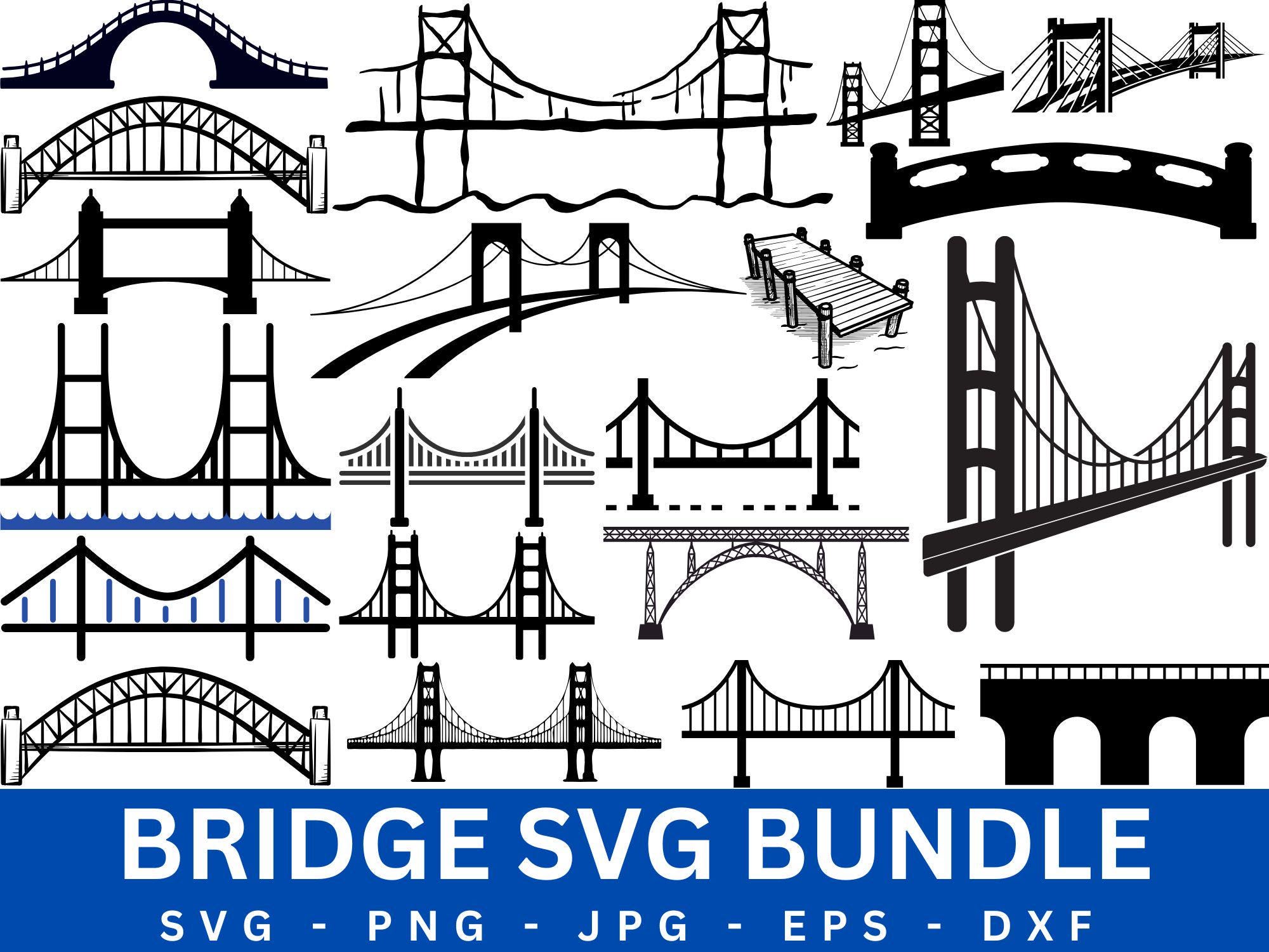 Bridge Svg,bridge Svg Bundle,wooden Bridges Clipart,bridge Cut File ...