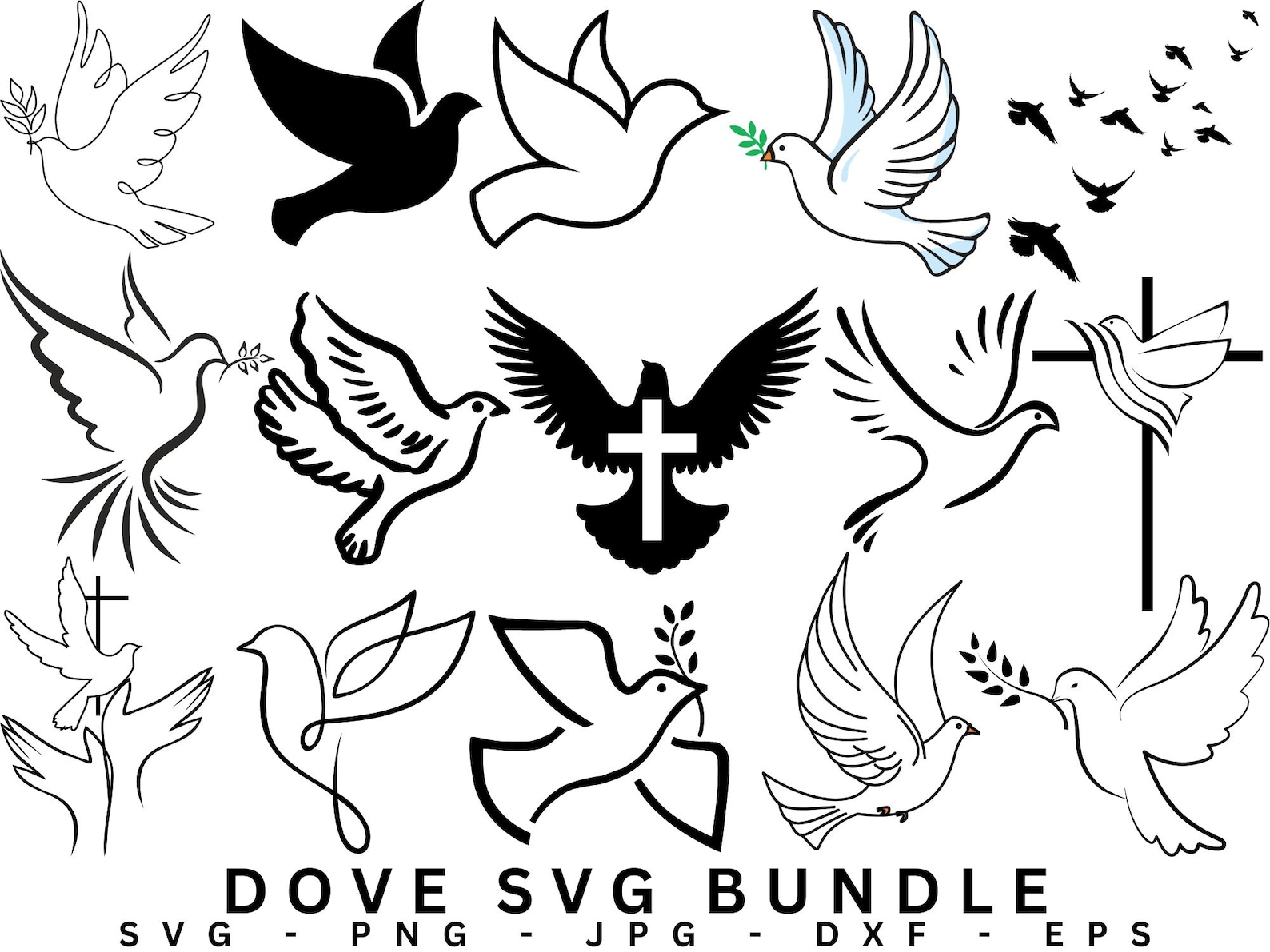 Dove SVG Bundle, Flying Bird Clipart (digital Files) - Etsy