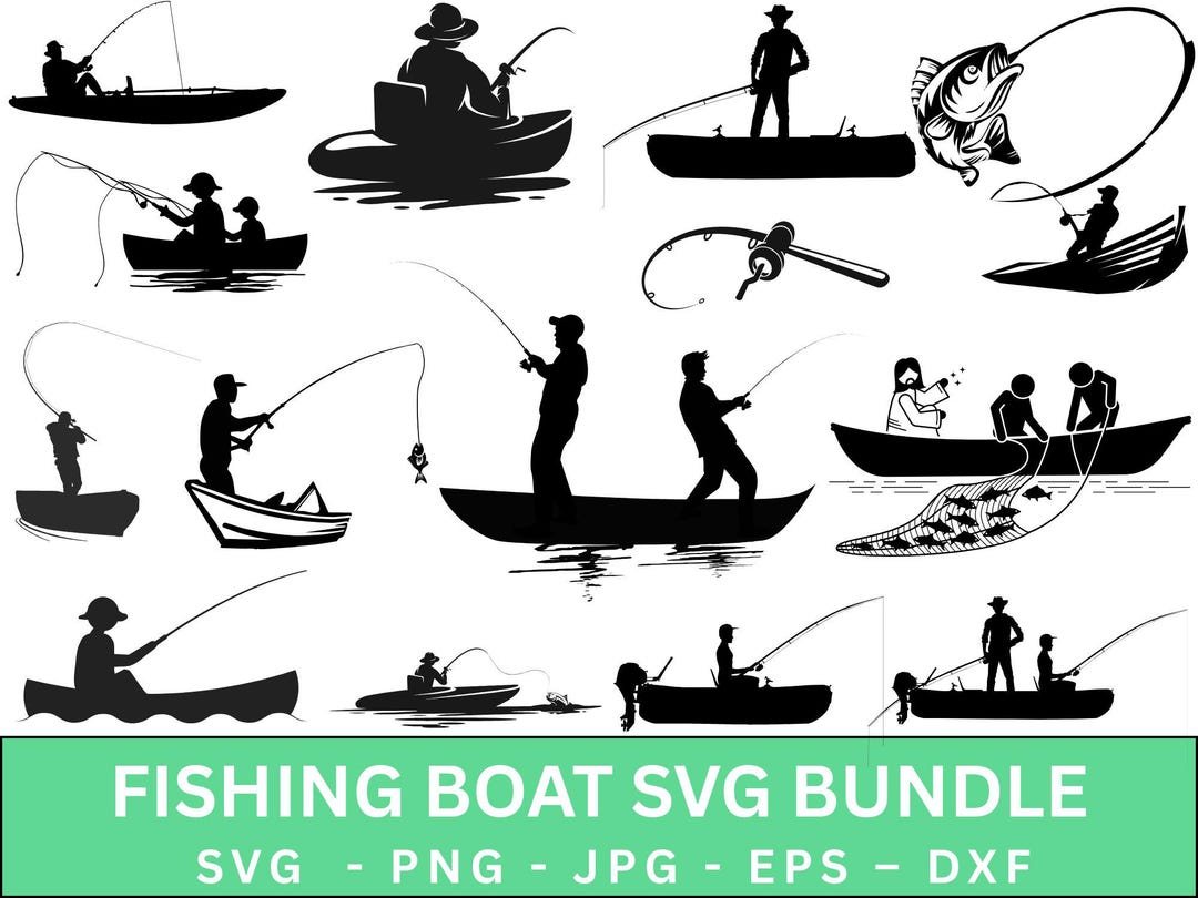 Fishing Boat SVG Bundle, Bass, Fisherman Scene (digital Files) - Etsy