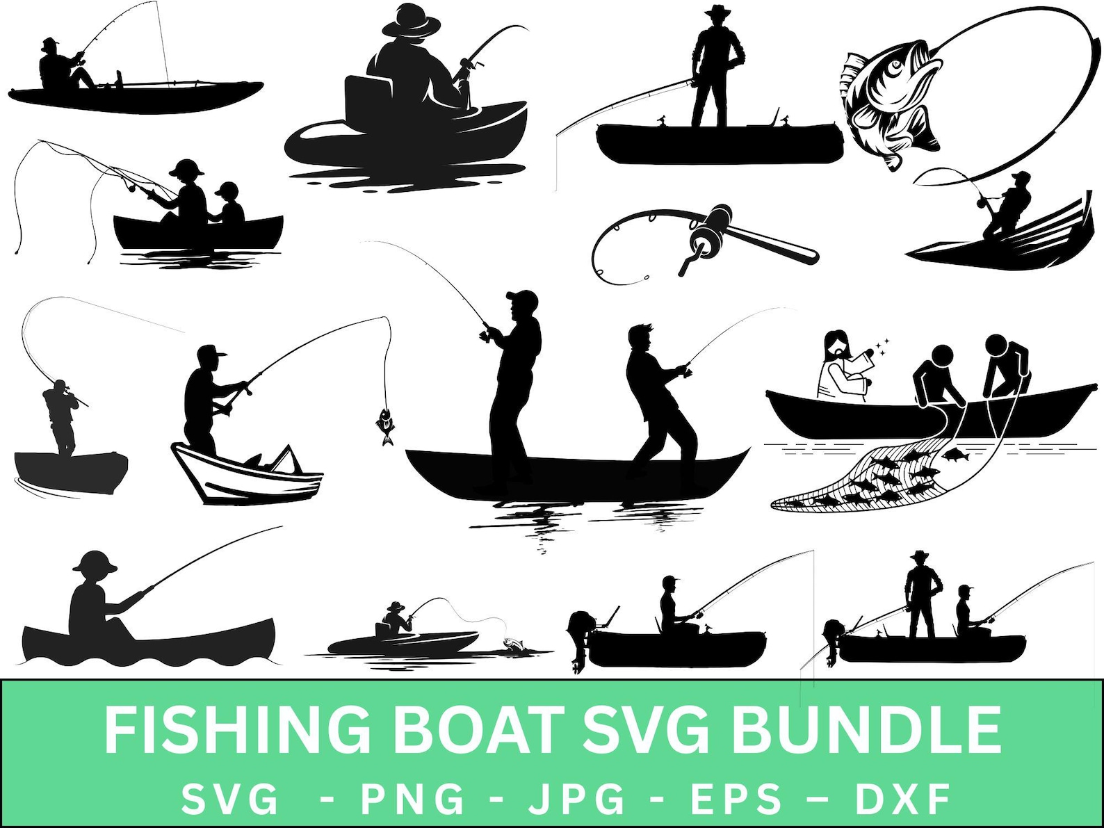 Fishing Boat SVG Bundle, Bass, Fisherman Scene (digital Files) - Etsy