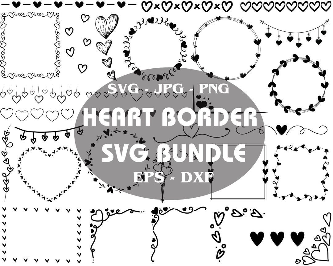 Heart Border Svg,heart Svg,heart Wreath Svg,valentine's Day Svg,wedding ...