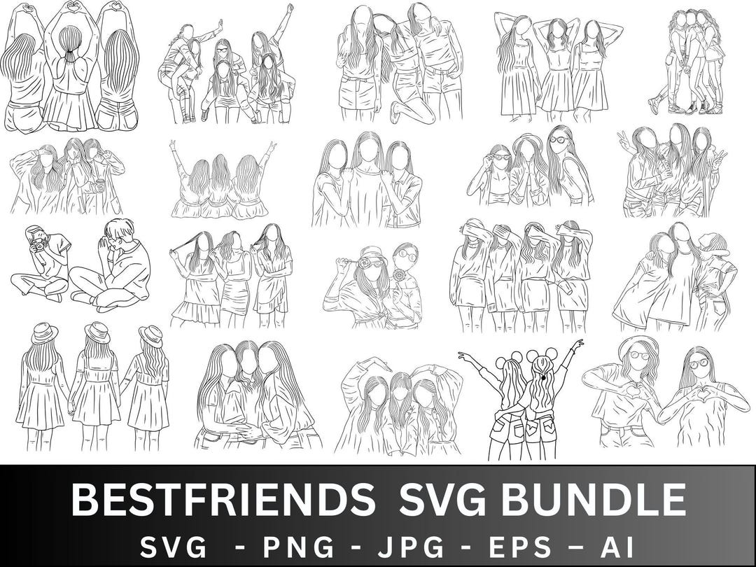 Best Friend Svg Bundle, Friendship Svg, Friends Clipart, Friends Cut ...