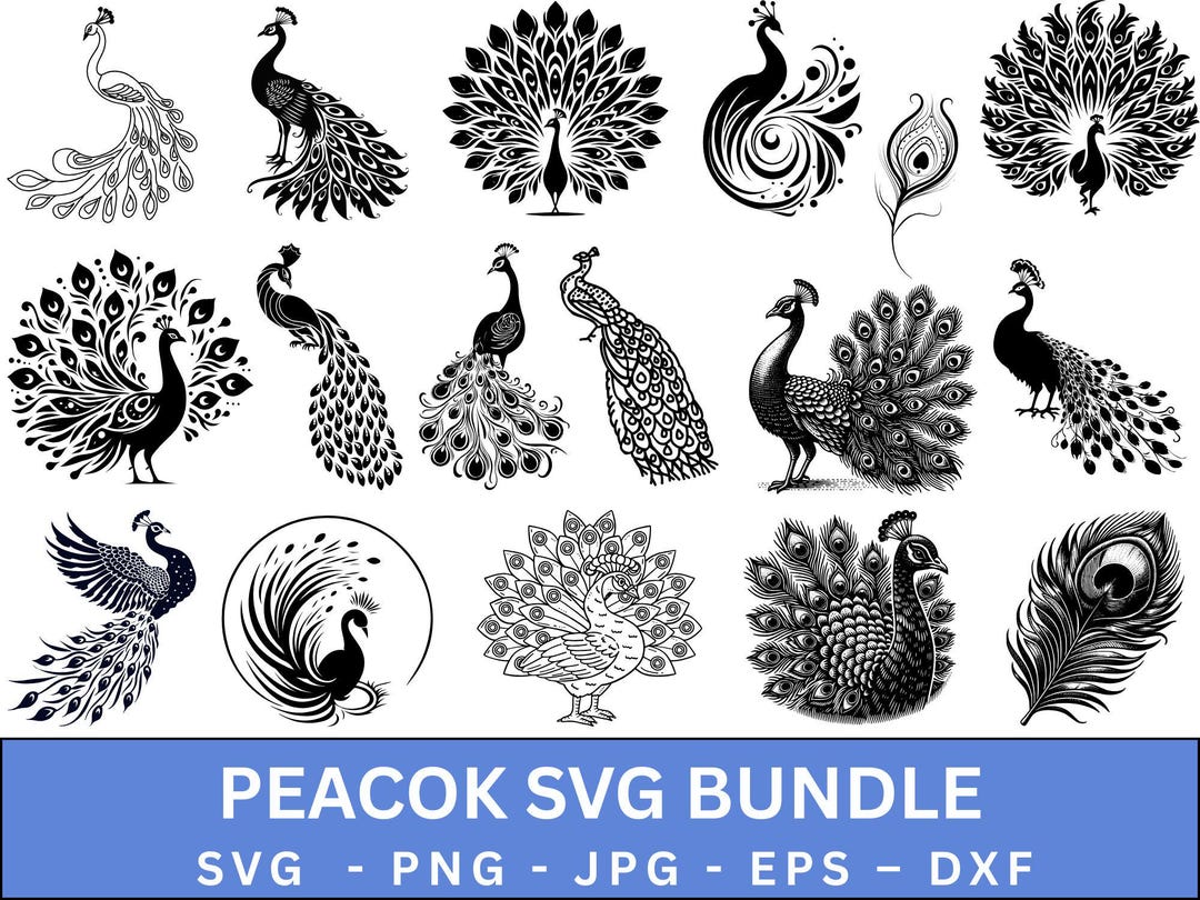 Peacock Svg Bundle,high Quality Peacock SVG Bundle,peacock Clipart ...