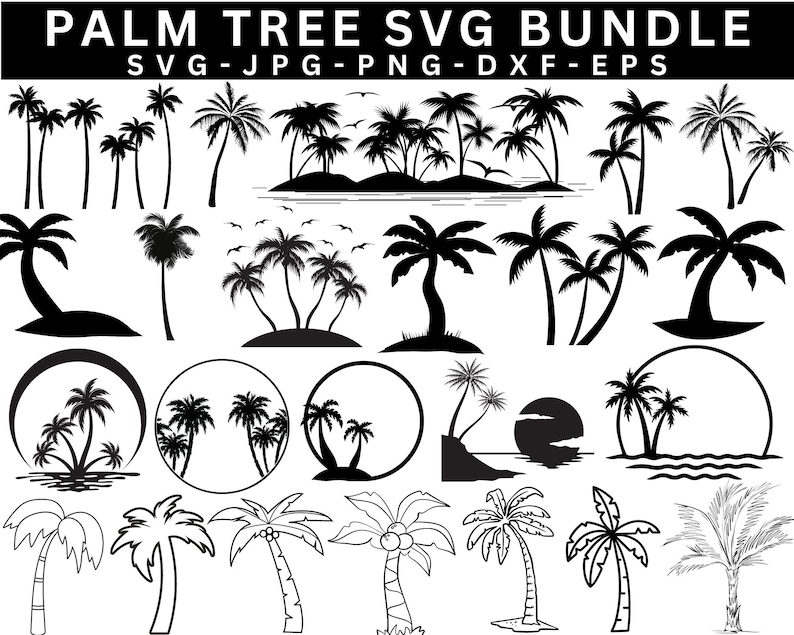 Palm Tree SVG Bundle,palm Tree Clipart,palm Tree Svg,palm Tree Cut ...