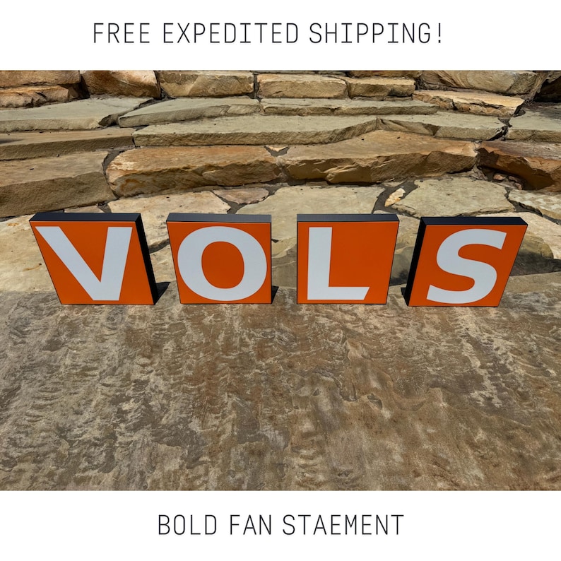 Tennessee VOLS Stadium Letters – Big Orange Wall Art for Game Room, Man ...