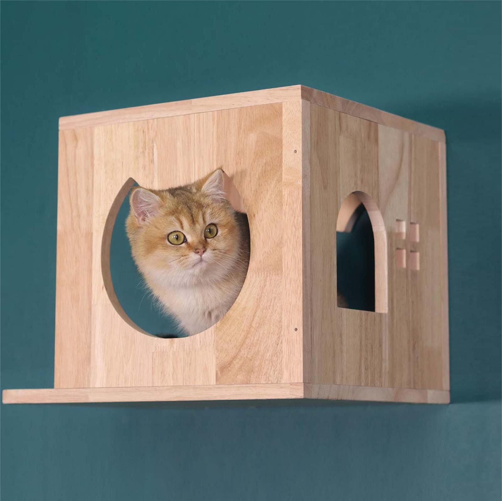 Wall Mounted Cat House, Cat Wall Furniture, Cat Wall Bed Rubberwood - Etsy
