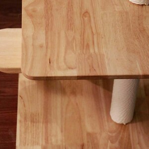 Rubber Wood Cat Tree Floor to Ceiling, No Drilling, Adjustable Height ...