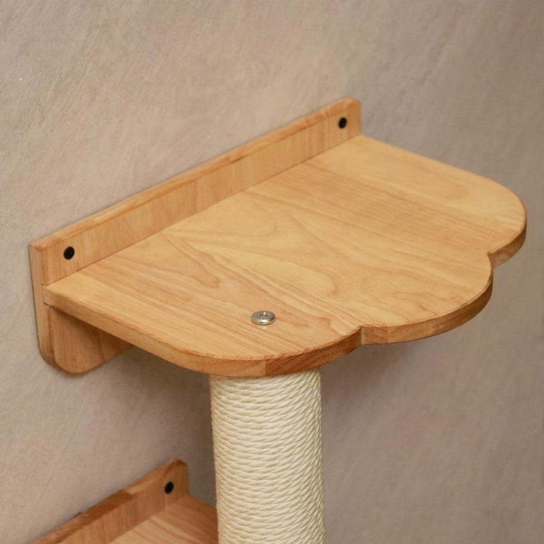 Rubberwood Cat Wall Steps: Cat Climber Shelf With Scratching Post - Etsy