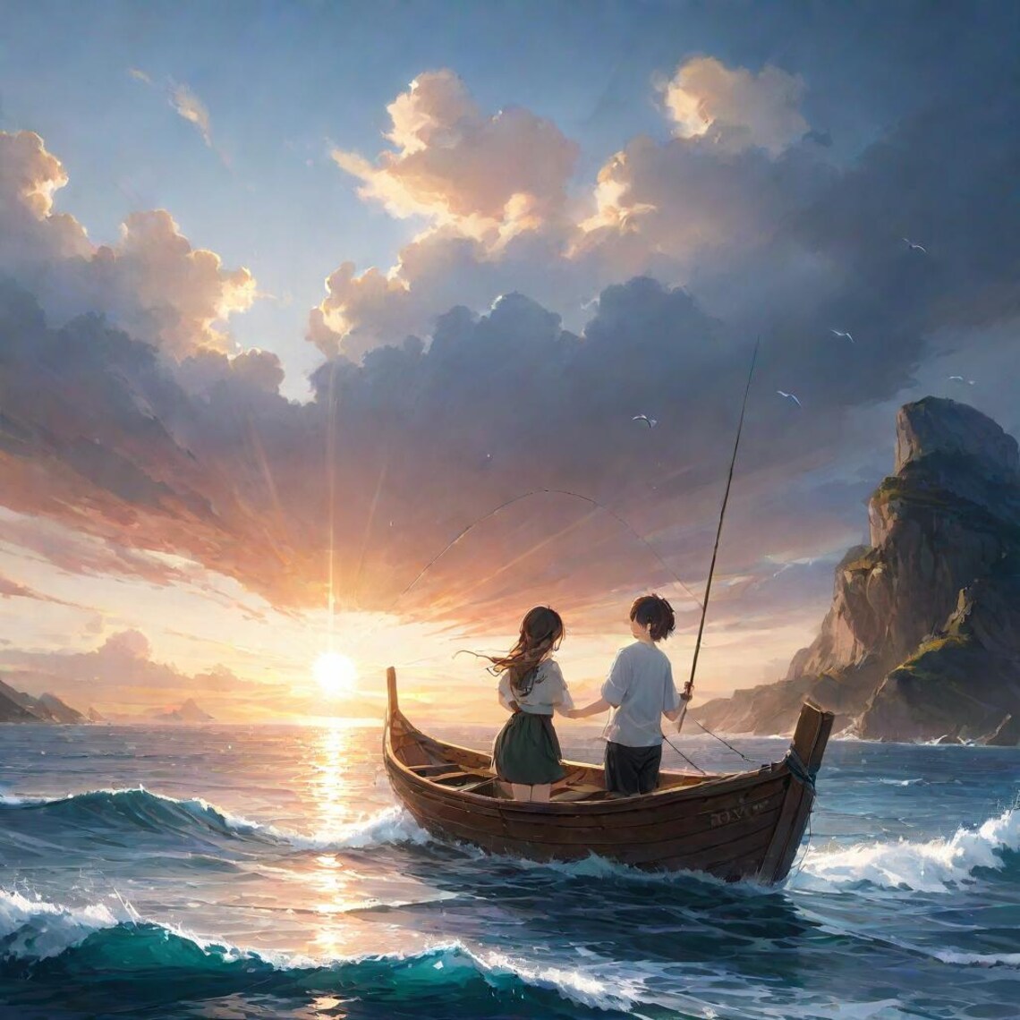 Anime Boat Fishing Scenes 32 PNG Printable Digital Design Bundle Custom ...