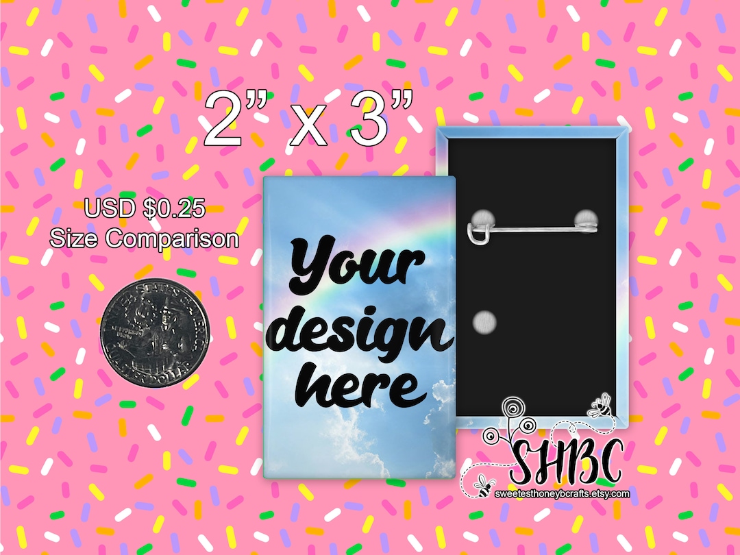 Custom 2 X 3 Inch Rectangle Pin Button 1 Photo Text - Etsy