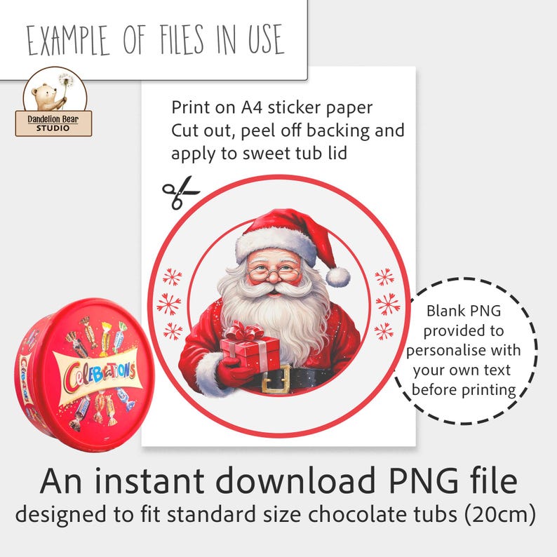 Santa Christmas Sublimation Design Download Set of 2 | Chocolate Tub ...
