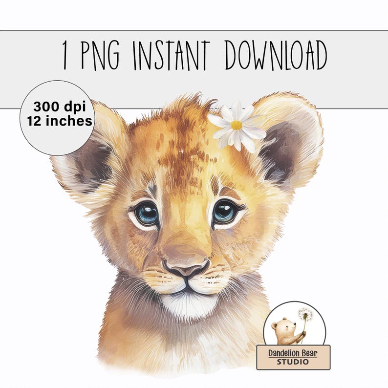 Watercolour Baby Lion Cub Safari Animal Clip Art | Cute African Animal ...