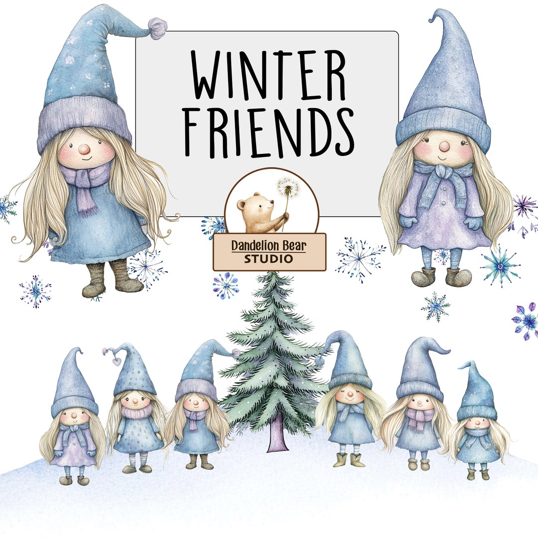 Watercolour Winter Girl Clip Art | Cute Elf Gnome Gonk Graphics ...