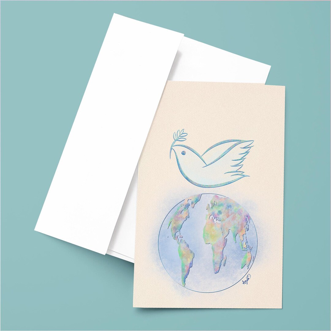 Peace Dove Card Blank Inside Greeting Stationery Elegant Design ...