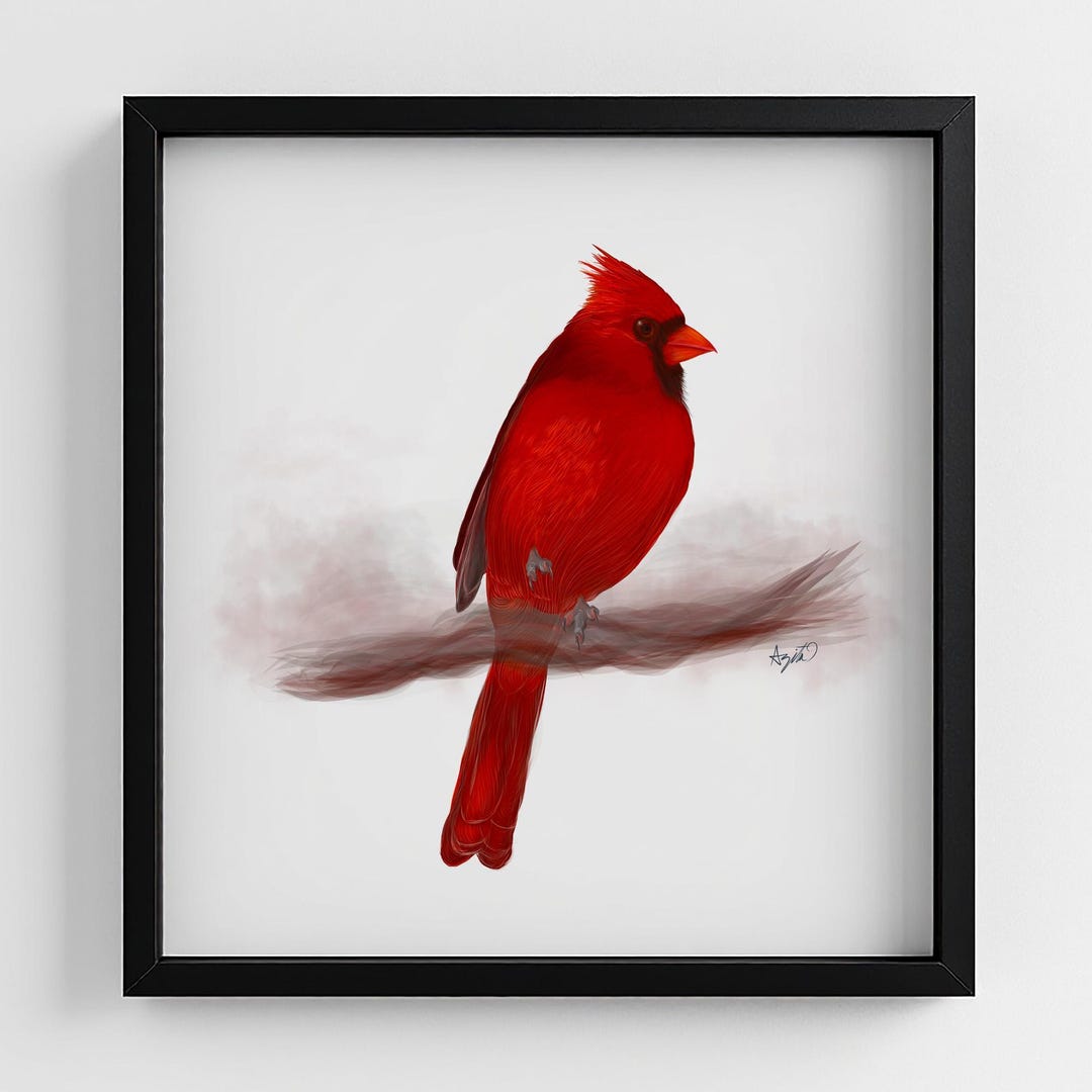 Cardinal Wall Art Print | Hand-drawn Bird Artwork | Nature-inspired ...