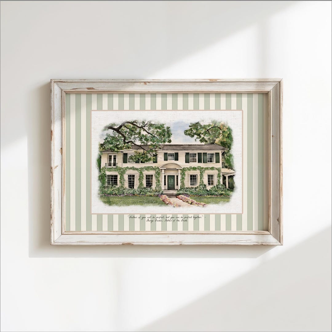 Father of the Bride Wall Art Watercolor Print Banks House Illustration ...