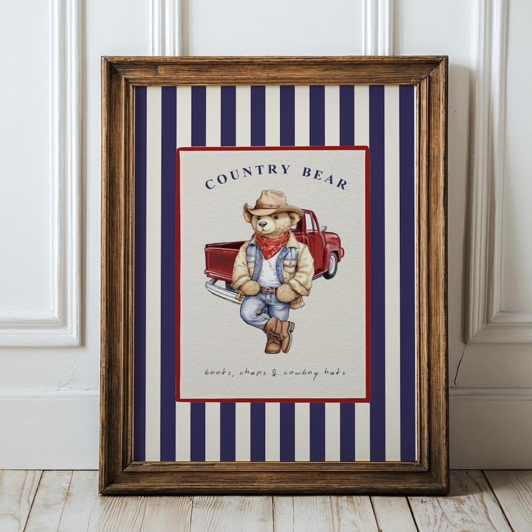 Polo Bear Ralph Lauren Style Art Digital Kitchen Wall Art Print Kids ...