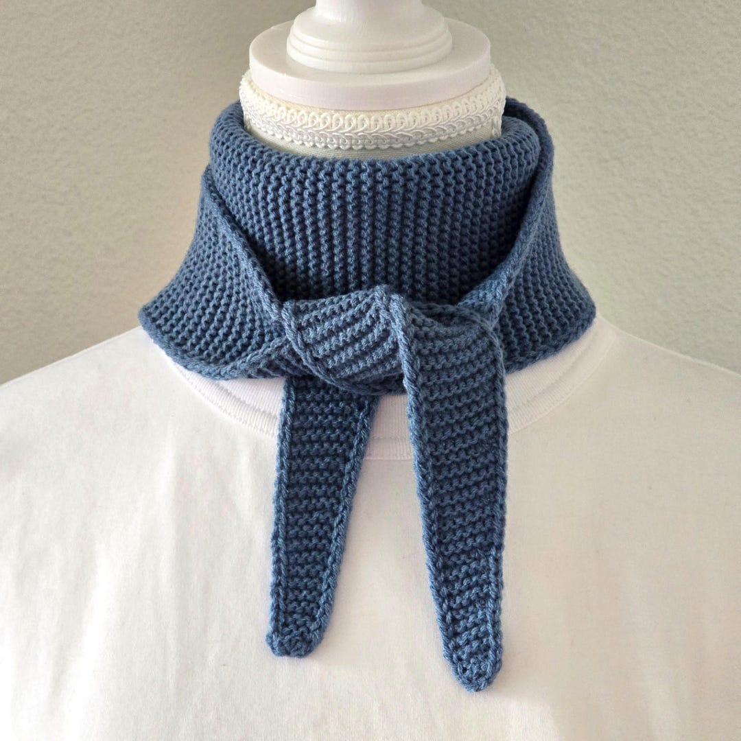 Egyptian Blue Handknit Sophie Scarf V2 Small Knitted Scarf Handmade ...