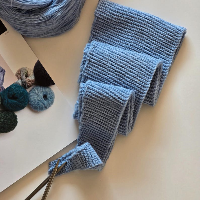 Light Blue Handknit Sophie Scarf | Small Knitted Scarf | Handmade Gift ...