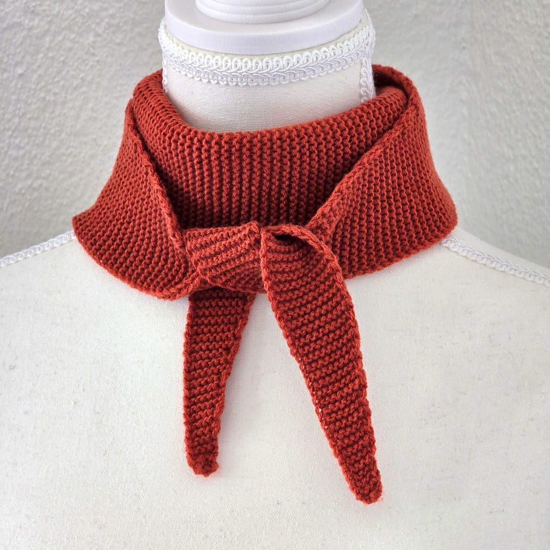 Burnt Orange Handknit Sophie Scarf V1 | Small Knitted Scarf | Handmade ...