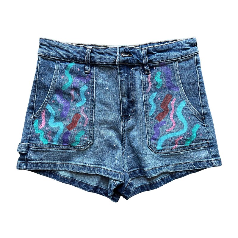 Painted Denim Shorts - Etsy