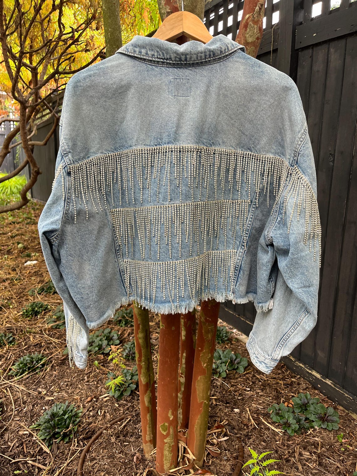 Handmade Denim Jacket With Shiny Silver Rocking Stones Unique Sparkling ...
