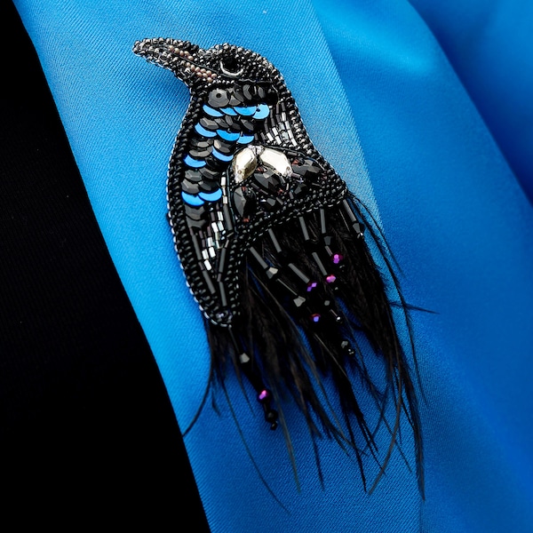 Brooch With a Crow - Etsy