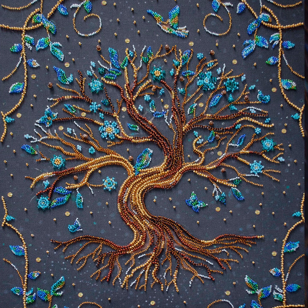Bead Embroidery Kit - World Tree Beaded - Needlepoint Kit - Etsy