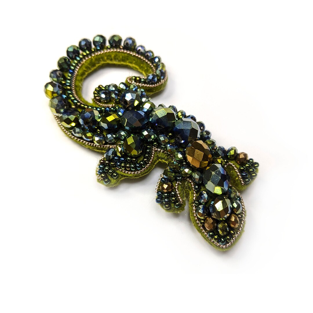 Beaded Embroider Kit, Salamander Brooch, Needlework Beading, DIY Craft ...
