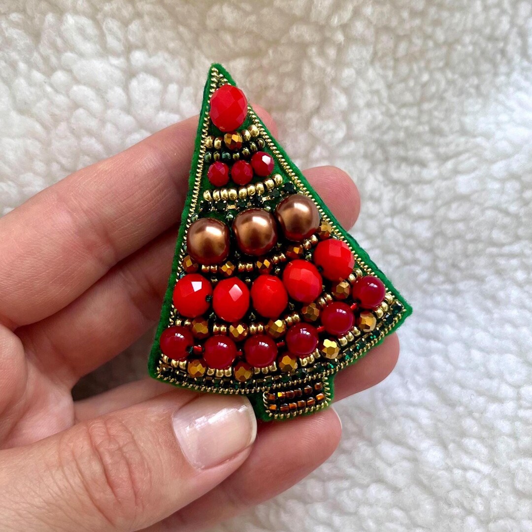 Beaded Christmas Kits - Brooch Tree, DIY Brooch Kit, Hand Embroidery - Etsy