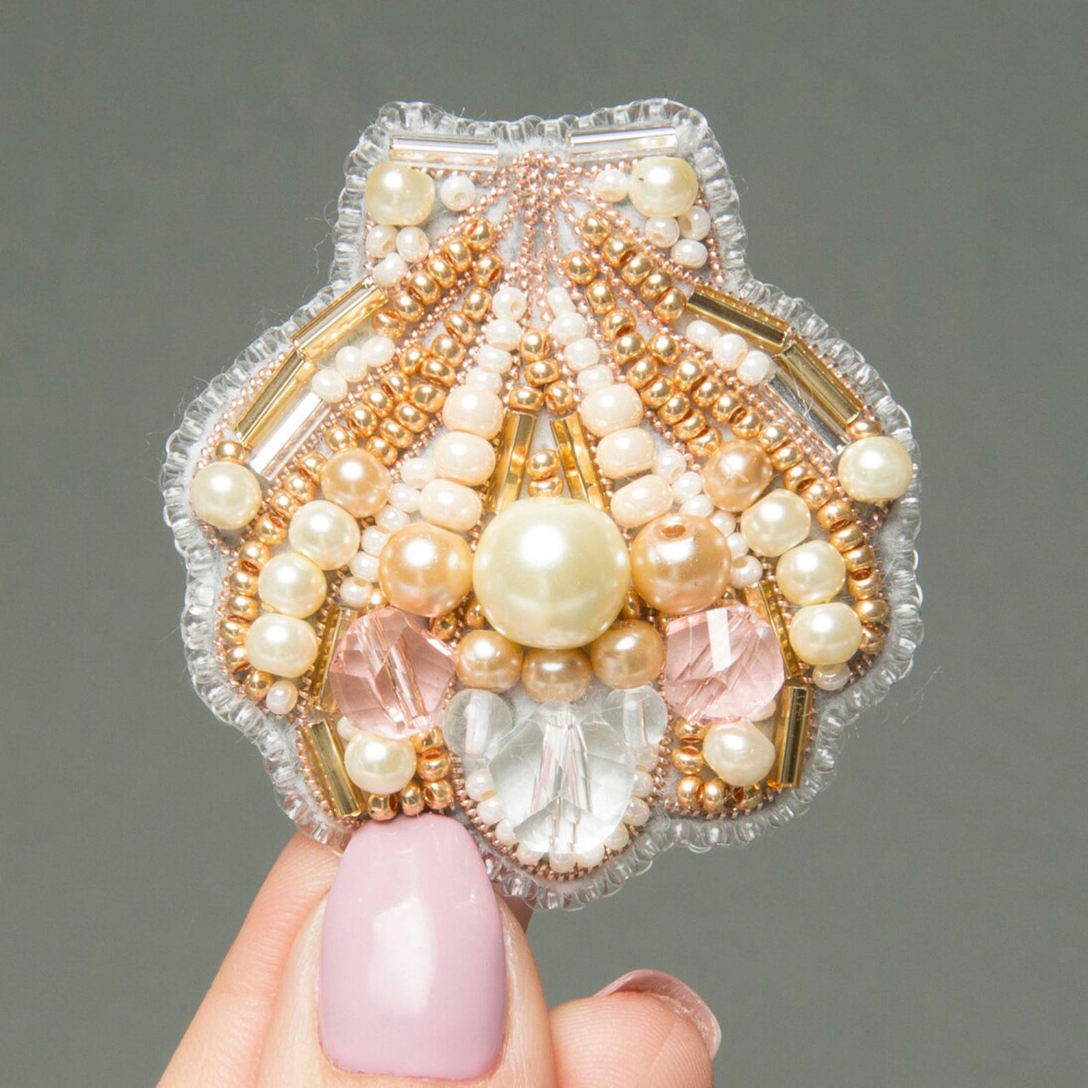 Beaded Brooch Shell - DIY Craft Kit, Brooch Making Kit, Beginner ...