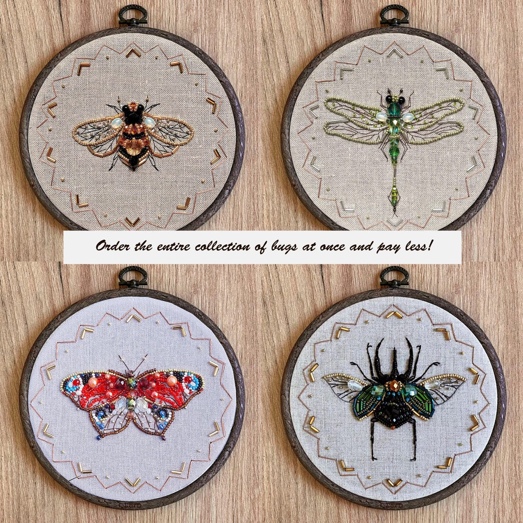 Bead Embroidery Scarab, DIY Beaded Insect, Bug Needlepoint, Craft Kit ...