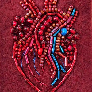 Bead Embroidery Kit, DIY Beaded Heart, Anatomical Heart, Medical Brooch ...
