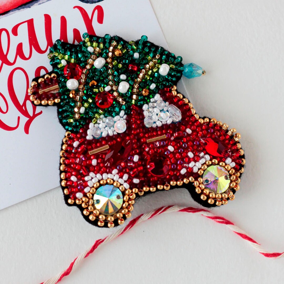 Christmas Tree Pin, Christmas Embroidery, Diy Brooch Kit, Beading Car ...